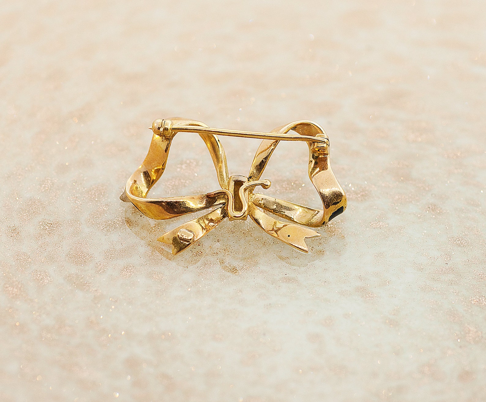 Antique 18K Yellow Gold and Blue Enamel Bow Pin - Etsy