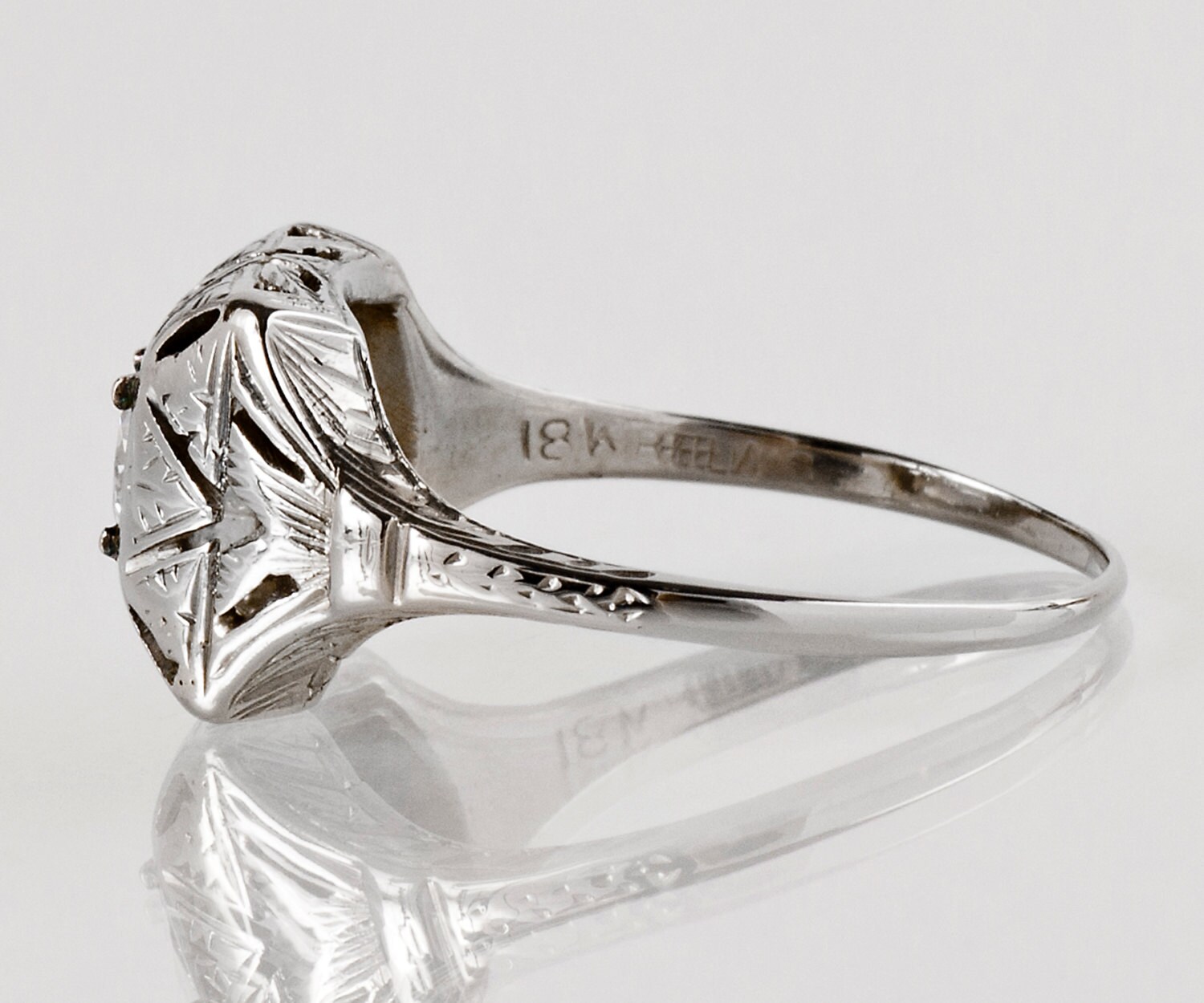 Antique Engagement Ring Antique 1920s Art Deco 18k White | Etsy