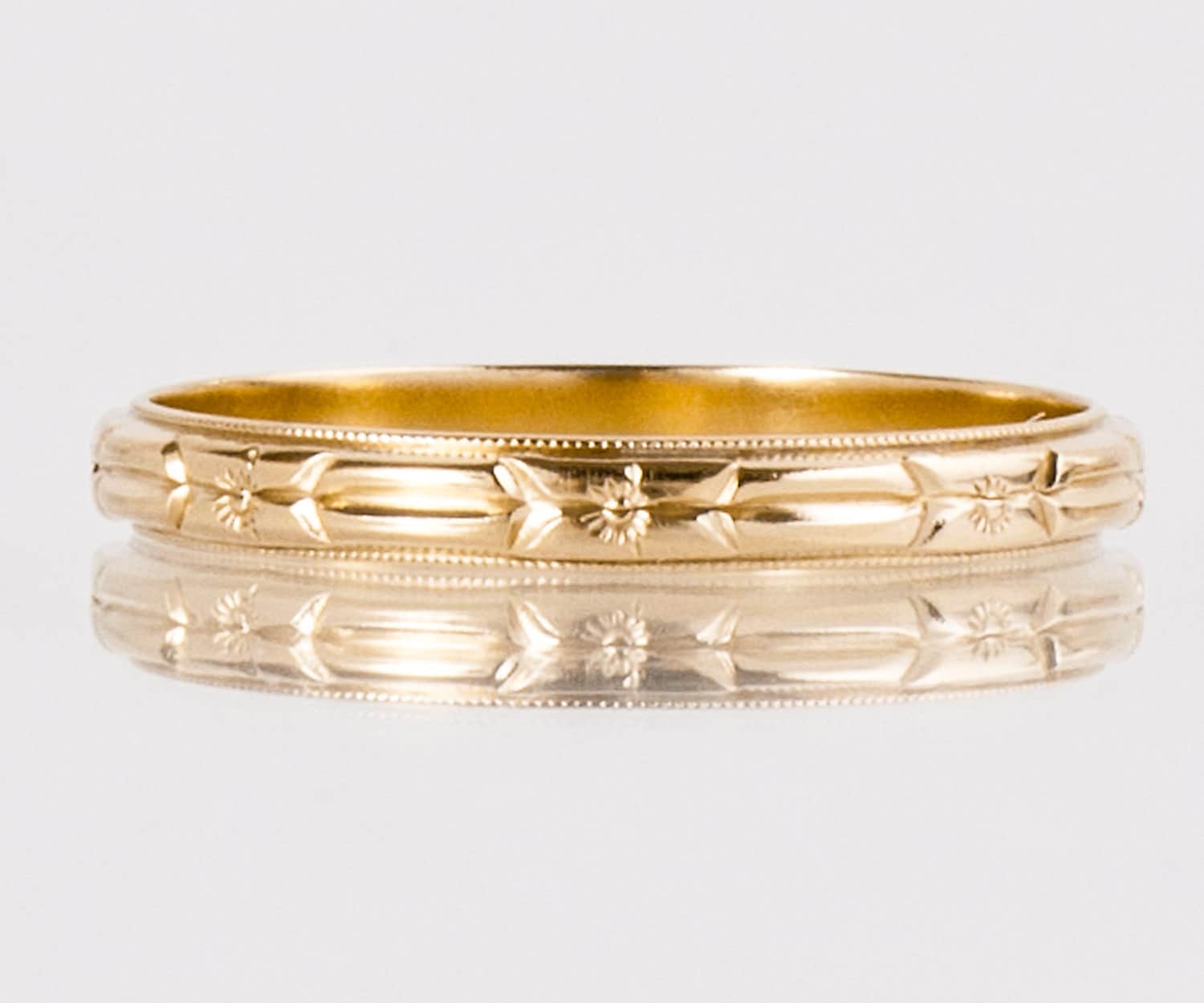 Antique Wedding Band Antique 14k Yellow Gold Etched Wedding | Etsy