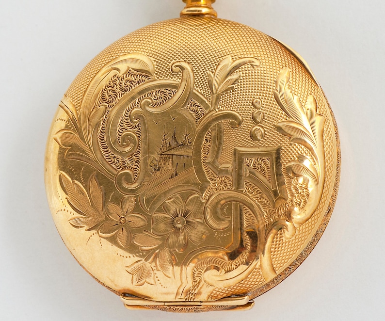 Antique Locket - Antique 14k Gold Engraved Pocket Watch Case Locket - Etsy
