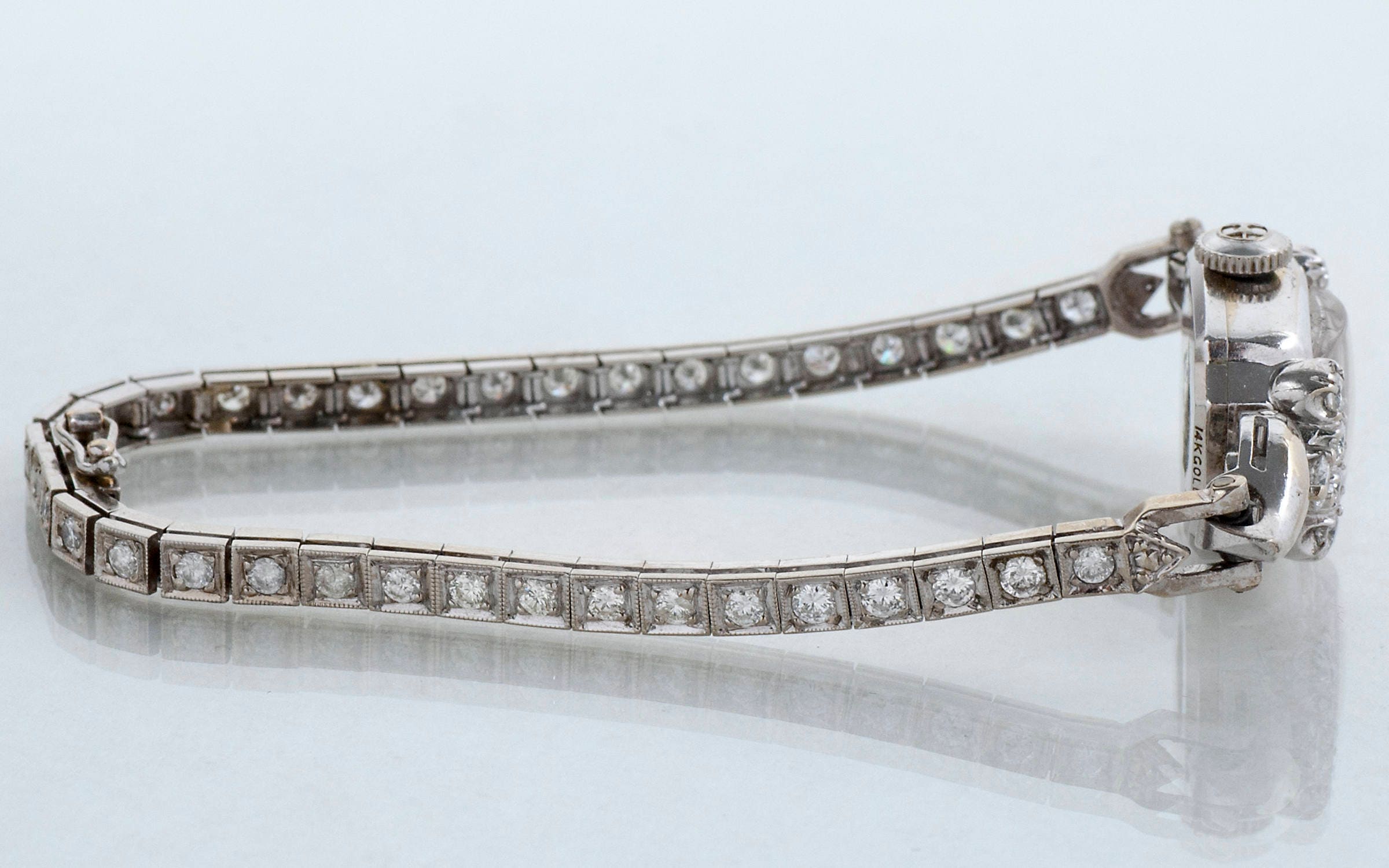 Vintage Watch - Vintage Ladies 1950's Hamilton 14k White Gold Diamond ...
