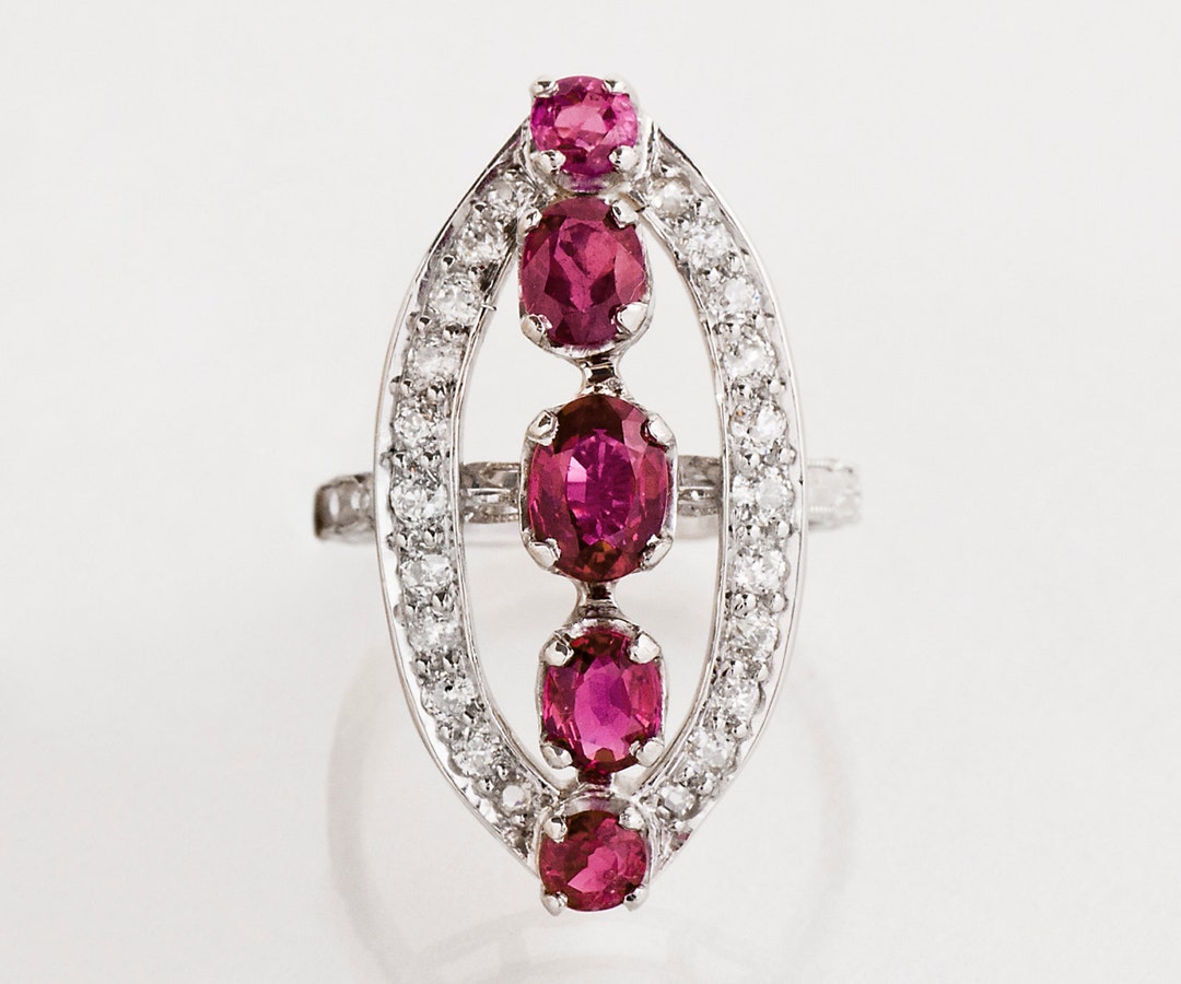 Antique Ring - Antique Ruby Ring - Antique 14k White Gold Ruby and ...