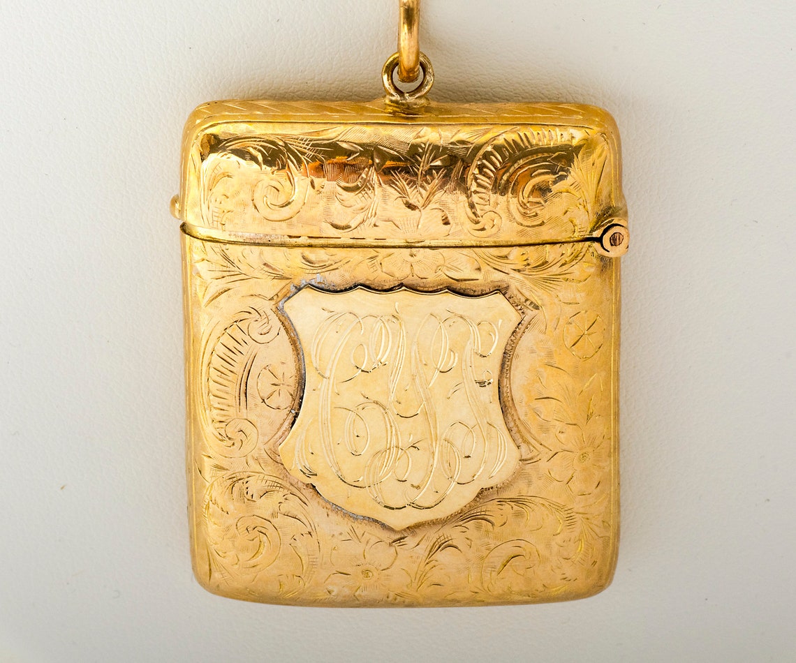 Antique Necklace Antique Yellow Gold Match Safe Hand | Etsy