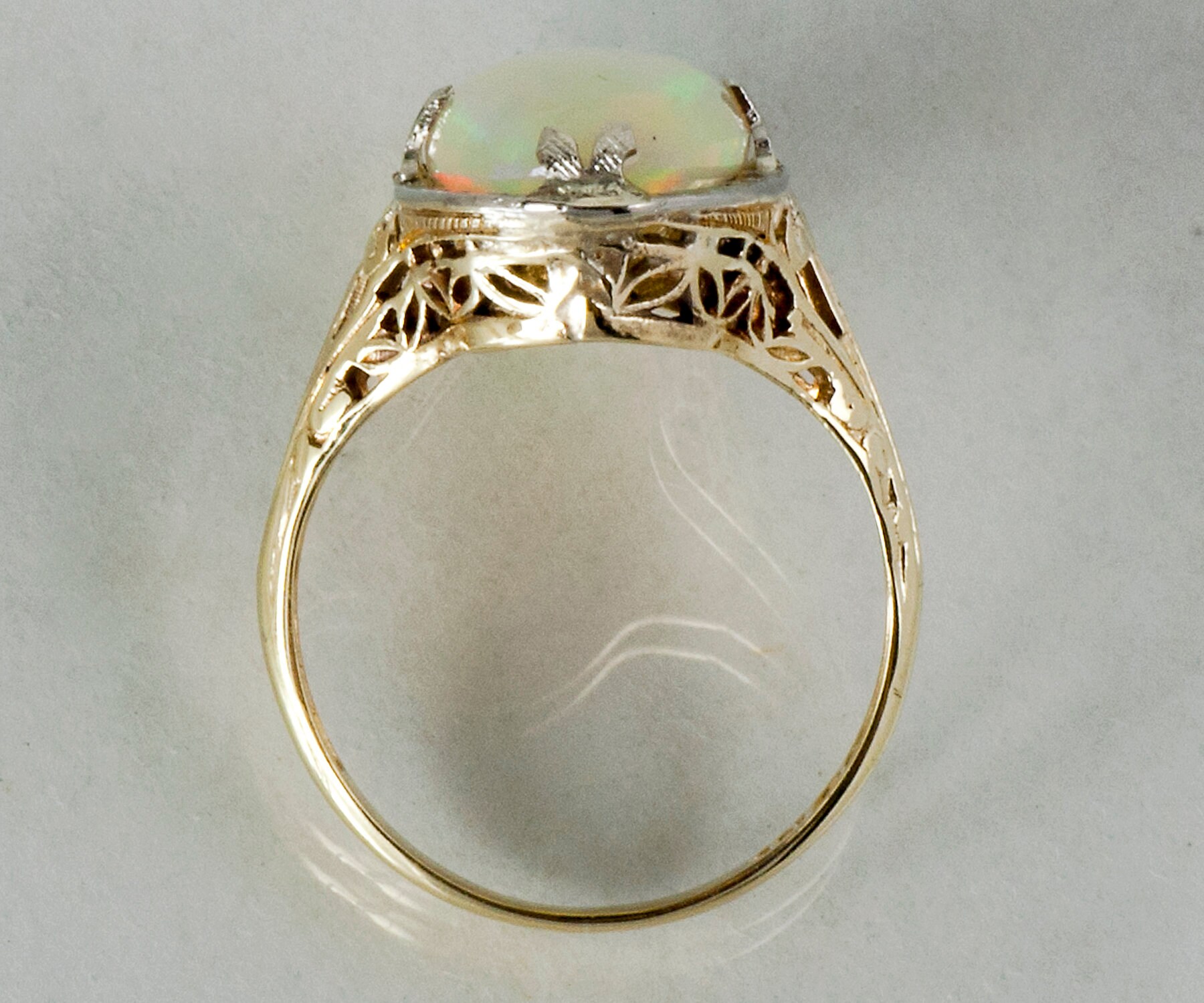 Antique Ring - Antique Edwardian Two-tone Opal Filigree Ring - Etsy