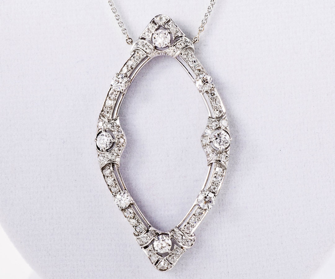 Antique Pendant Antique Art Deco Platinum and Diamond Pendant - Etsy