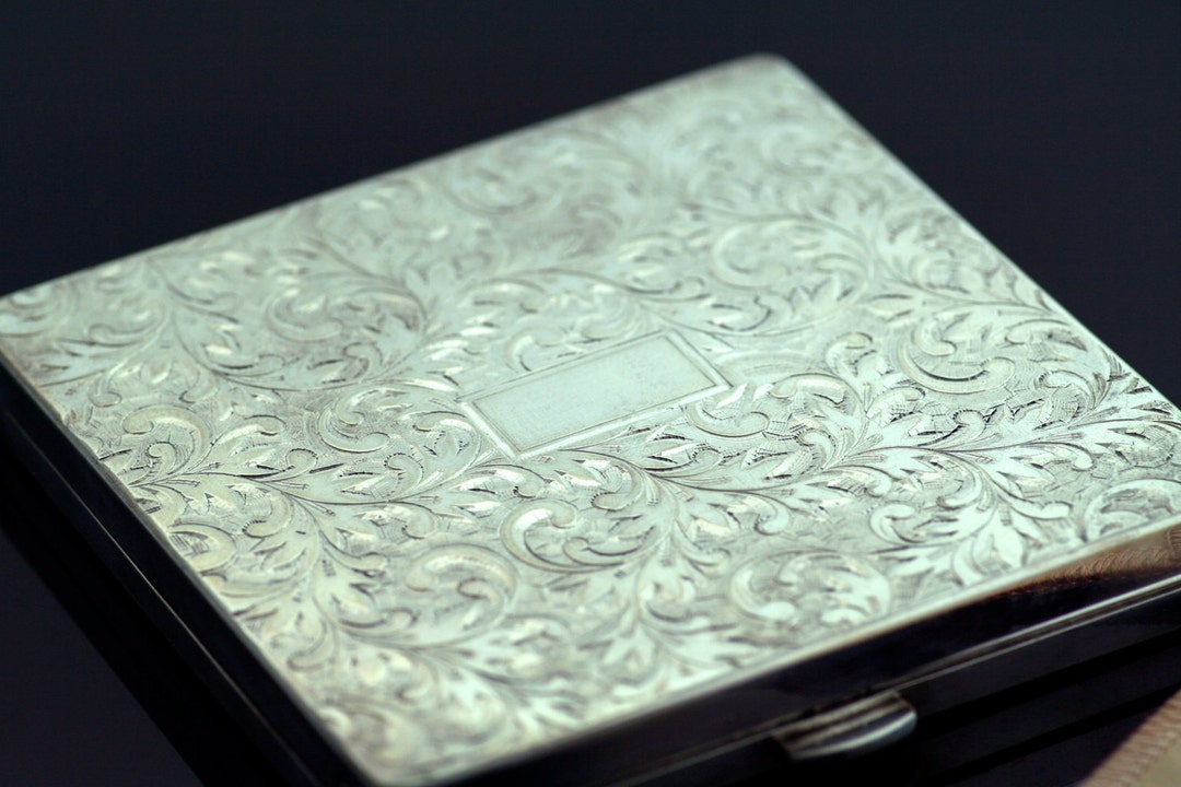 Antique Compact - Antique Sterling Silver Engraved Compact - Etsy