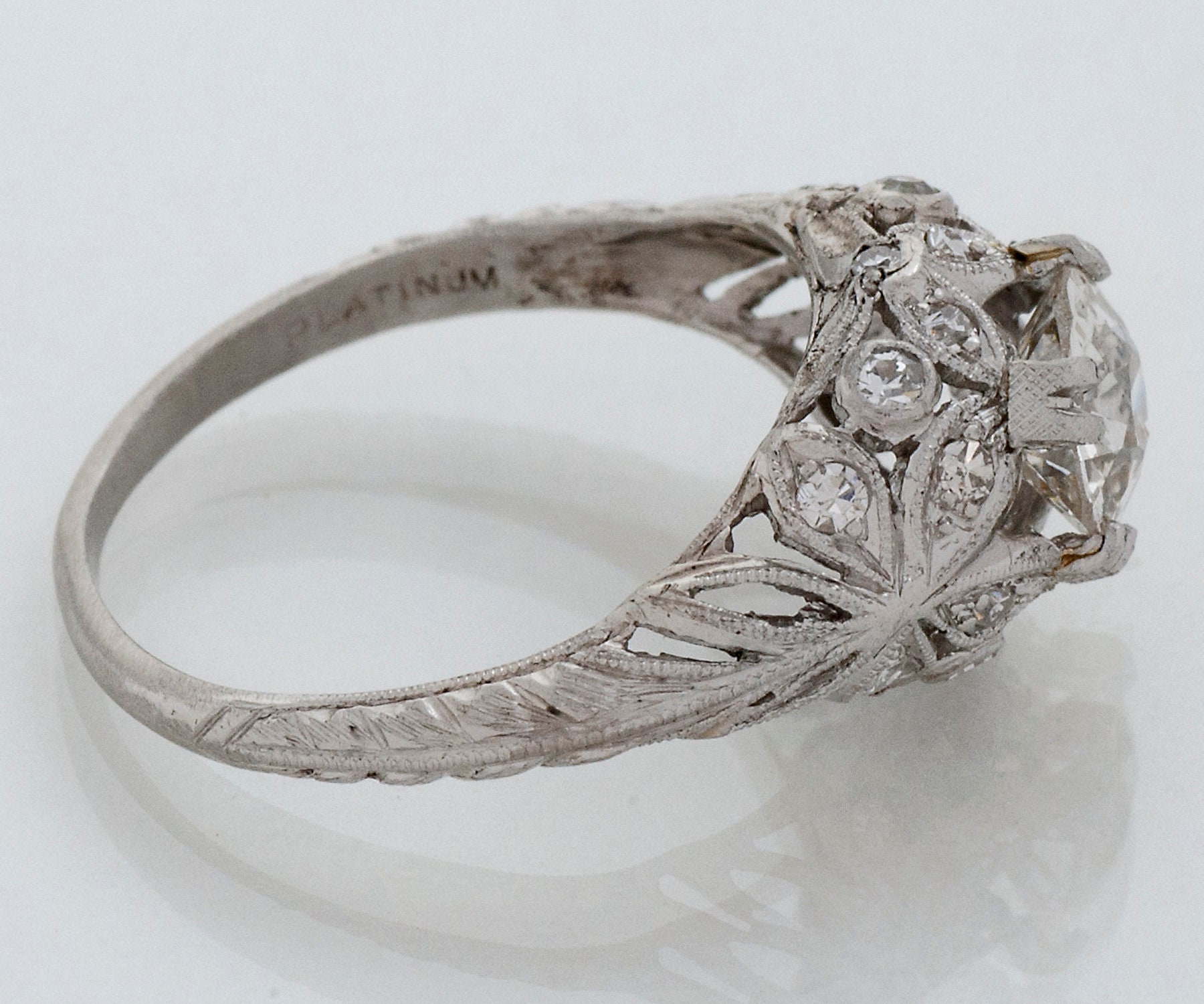 Antique Engagement Ring Antique Platinum European Cut | Etsy