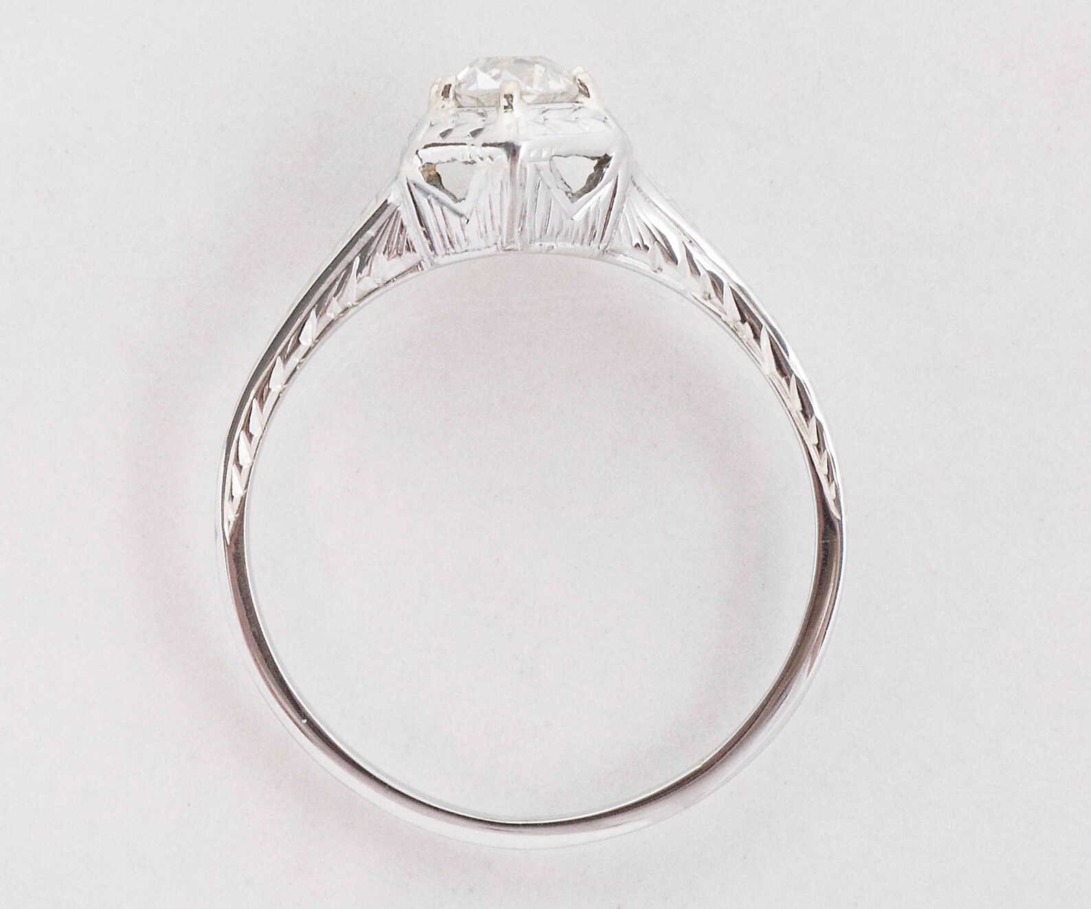 Antique Engagement Ring Antique 20k White Gold Diamond | Etsy