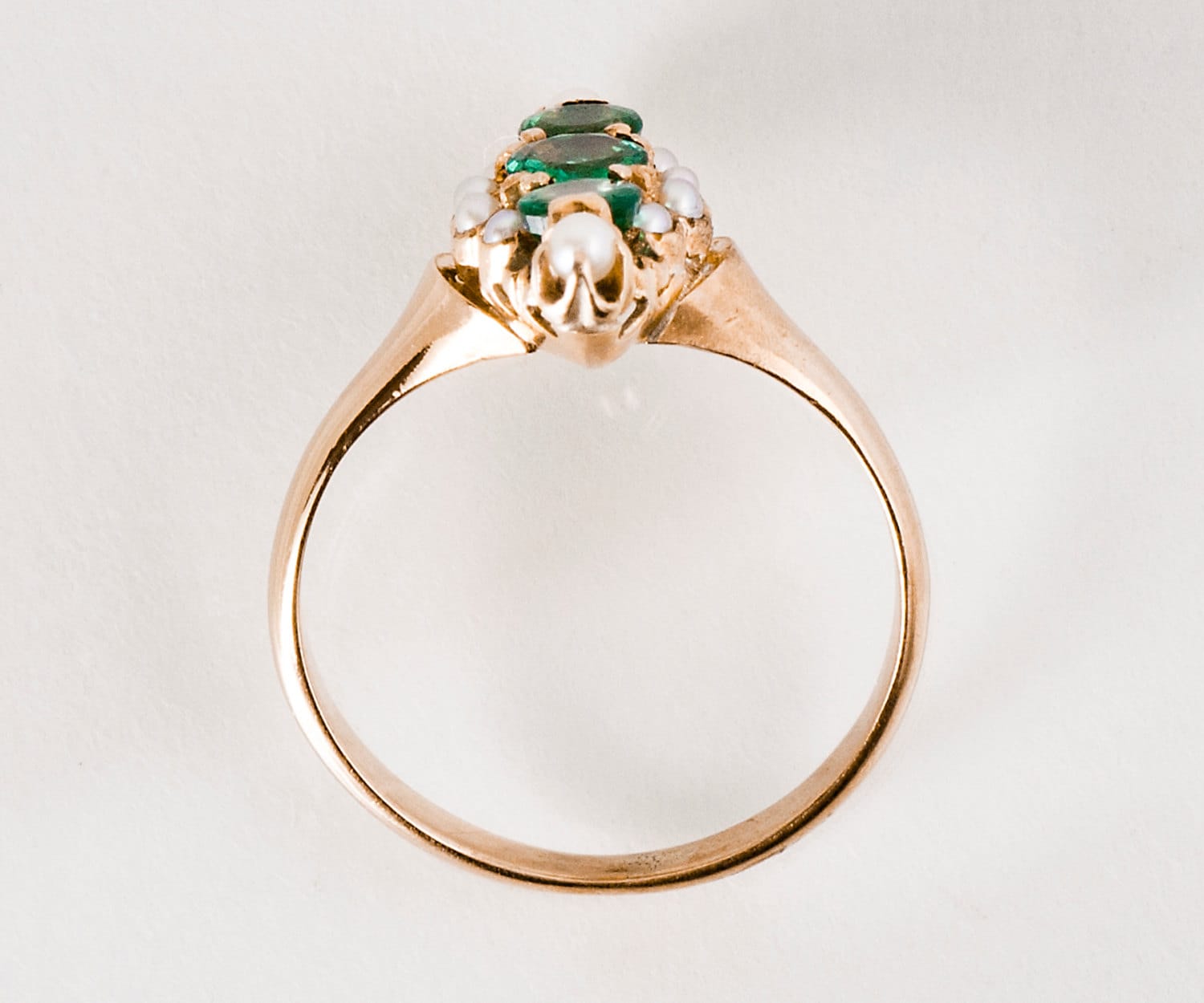 Antique Ring Antique Victorian 1890s 14k Rose Gold Emerald & | Etsy