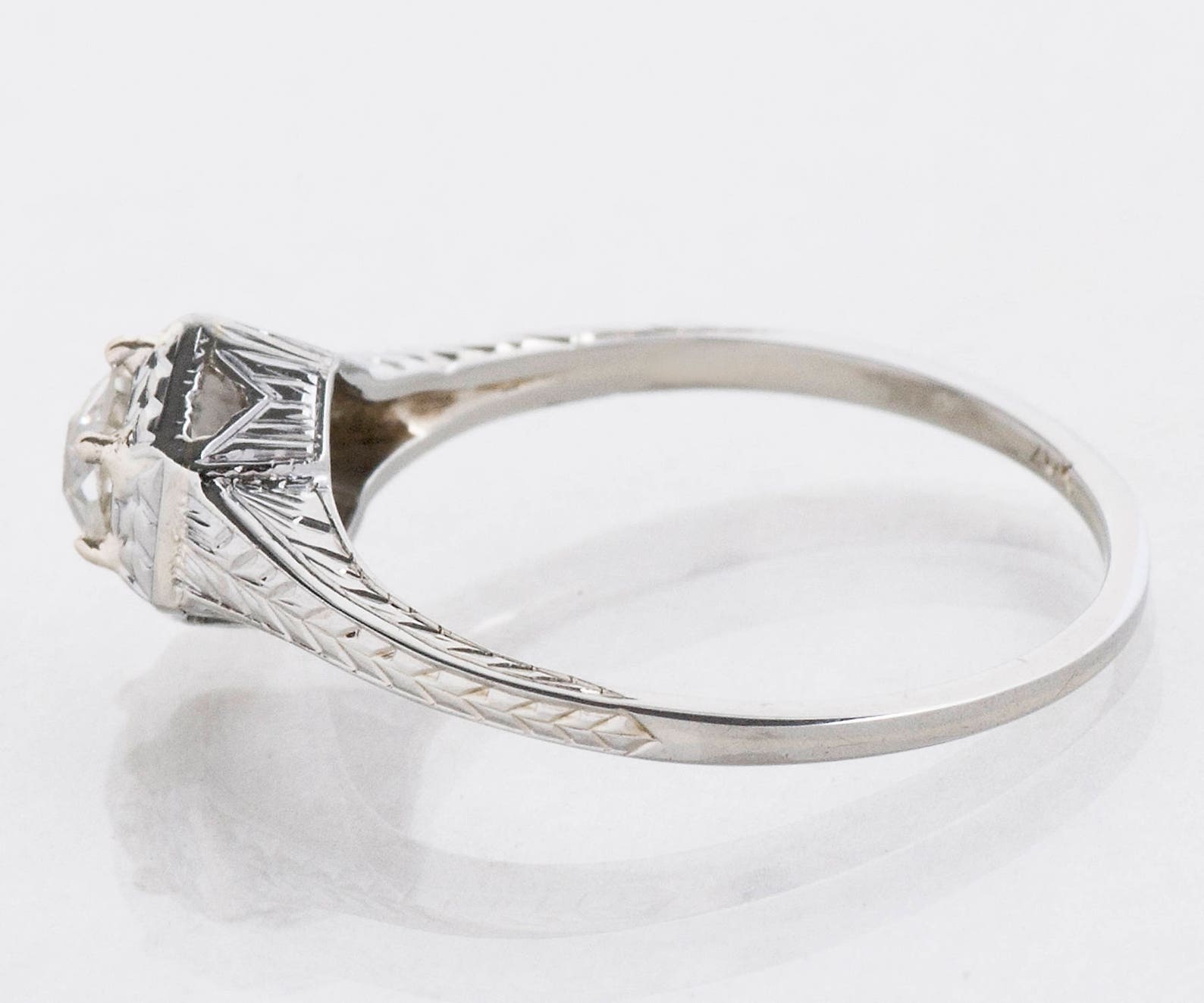 Antique Engagement Ring Antique 20k White Gold Diamond | Etsy