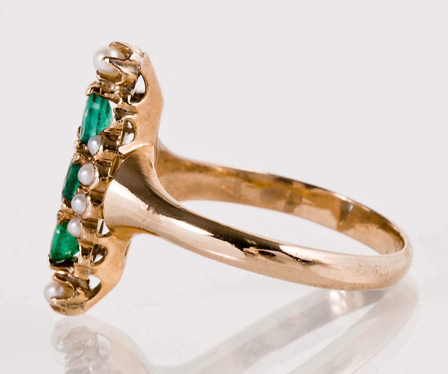 Antique Ring Antique Victorian 1890s 14k Rose Gold Emerald & | Etsy