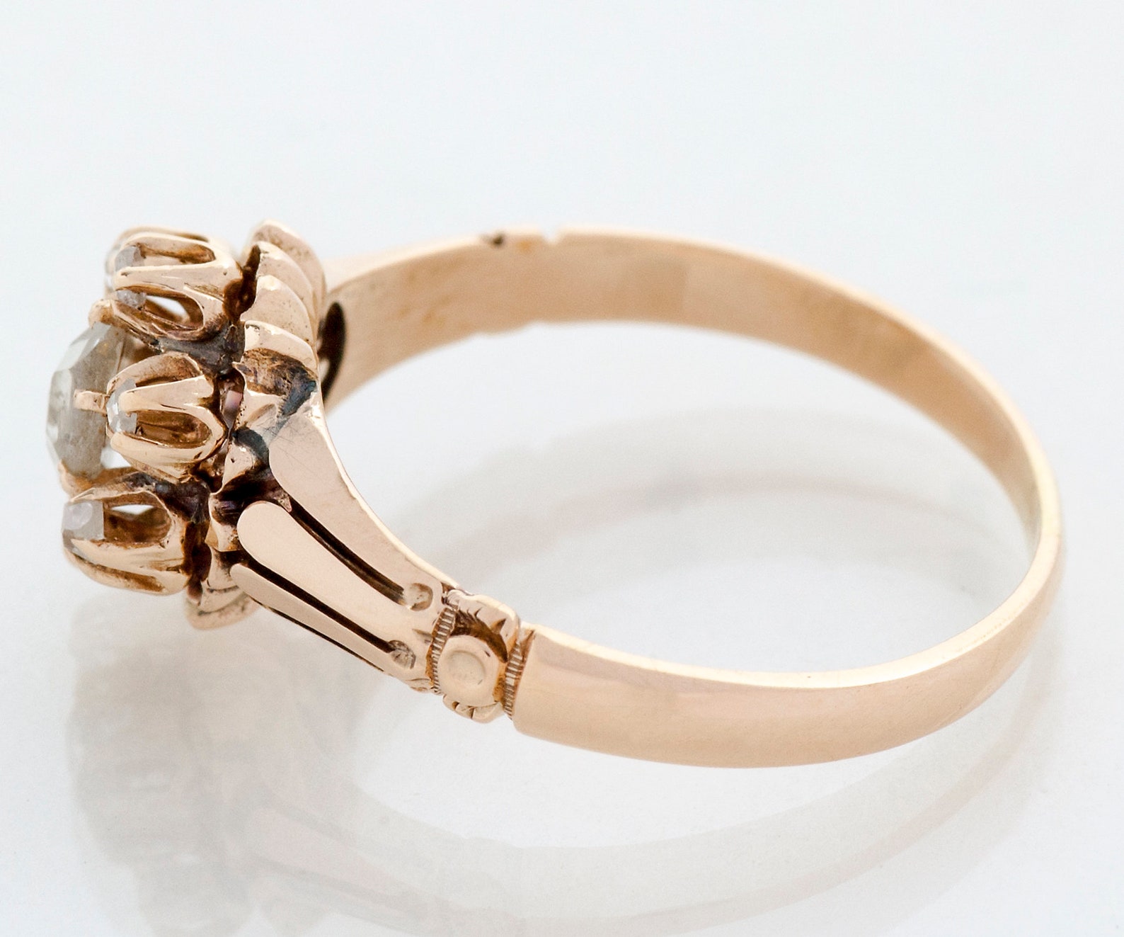 Antique Engagement Ring Antique Victorian Rose Gold Flower | Etsy