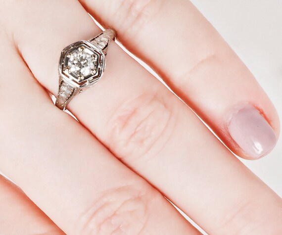 Antique Engagement Ring Antique 1910 Belais 18k White Gold Diamond Engagement Ring Etsy