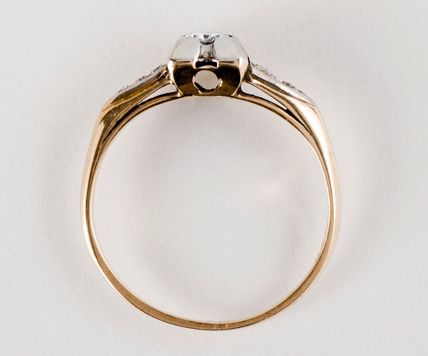 Vintage Engagement Ring Vintage 1940s 14k White & Yellow | Etsy