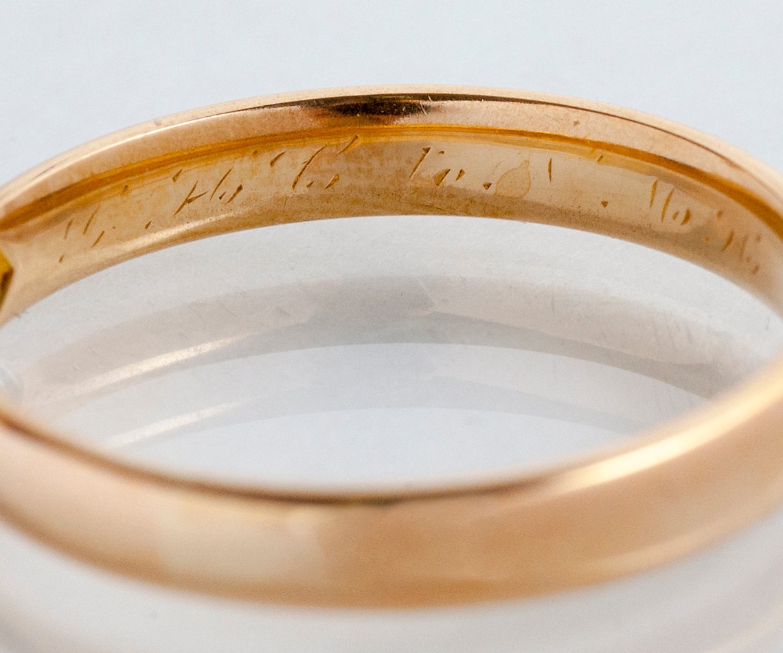 Antique Wedding Band - Antique 18k Rose Gold Engraved "1917" High ...