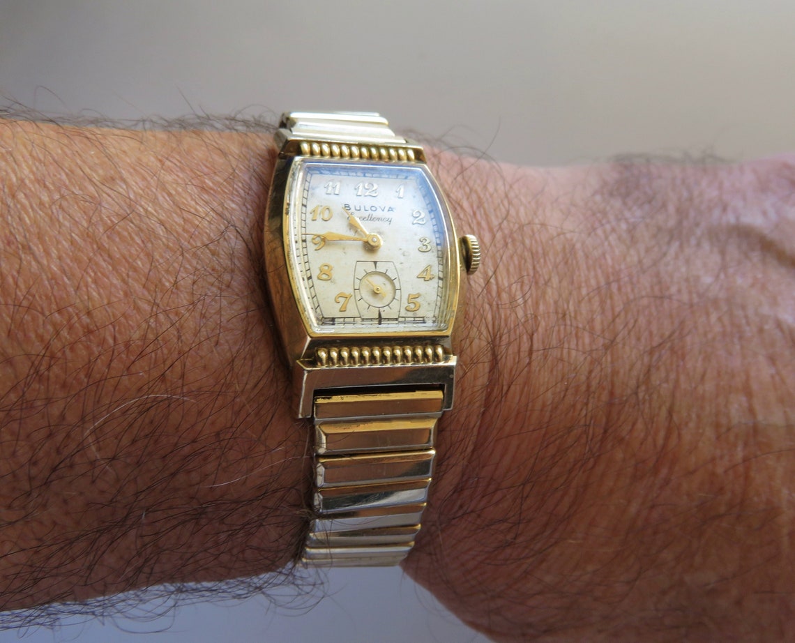 1950s Bulova Excellency 21J USA Men Mechanical Wrist Watch. Runs Keeps ...