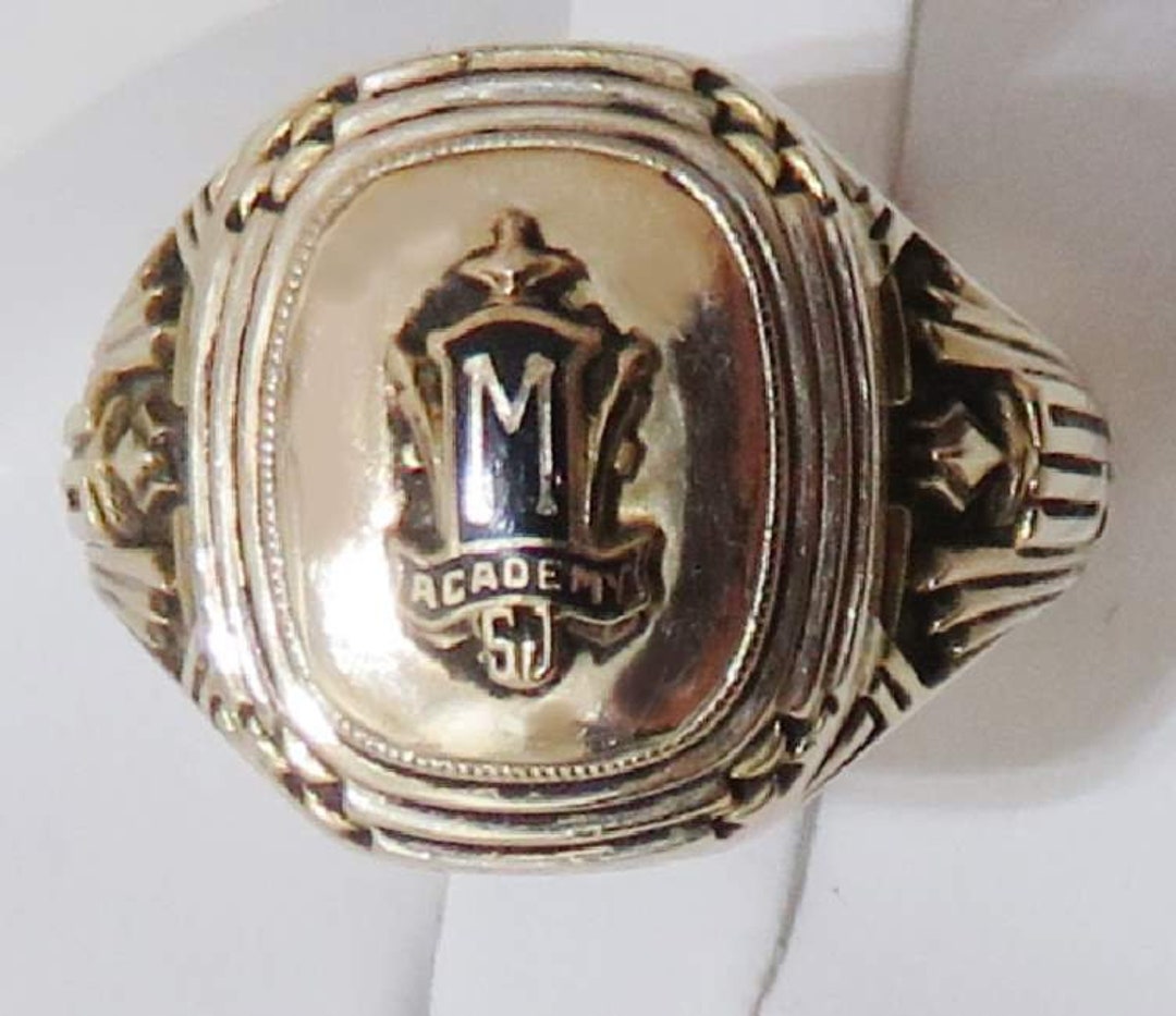 Vintage 10K Solid Yellow Gold Black Onyx Murchison Newark Academy Ring ...