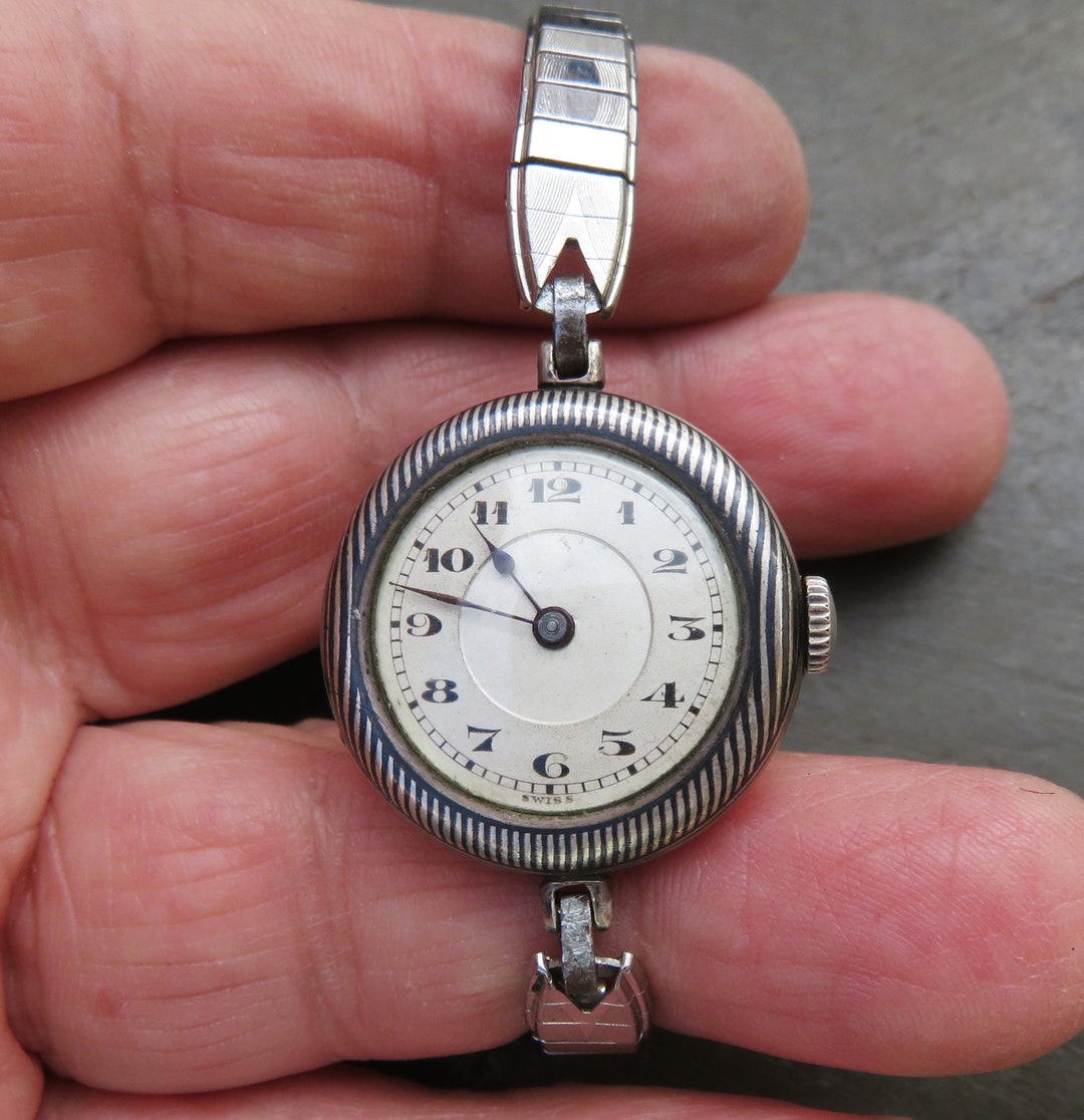 Antique Art Deco Sterling Silver Frey Swiss Made 15j, 2 Adj Pocket ...
