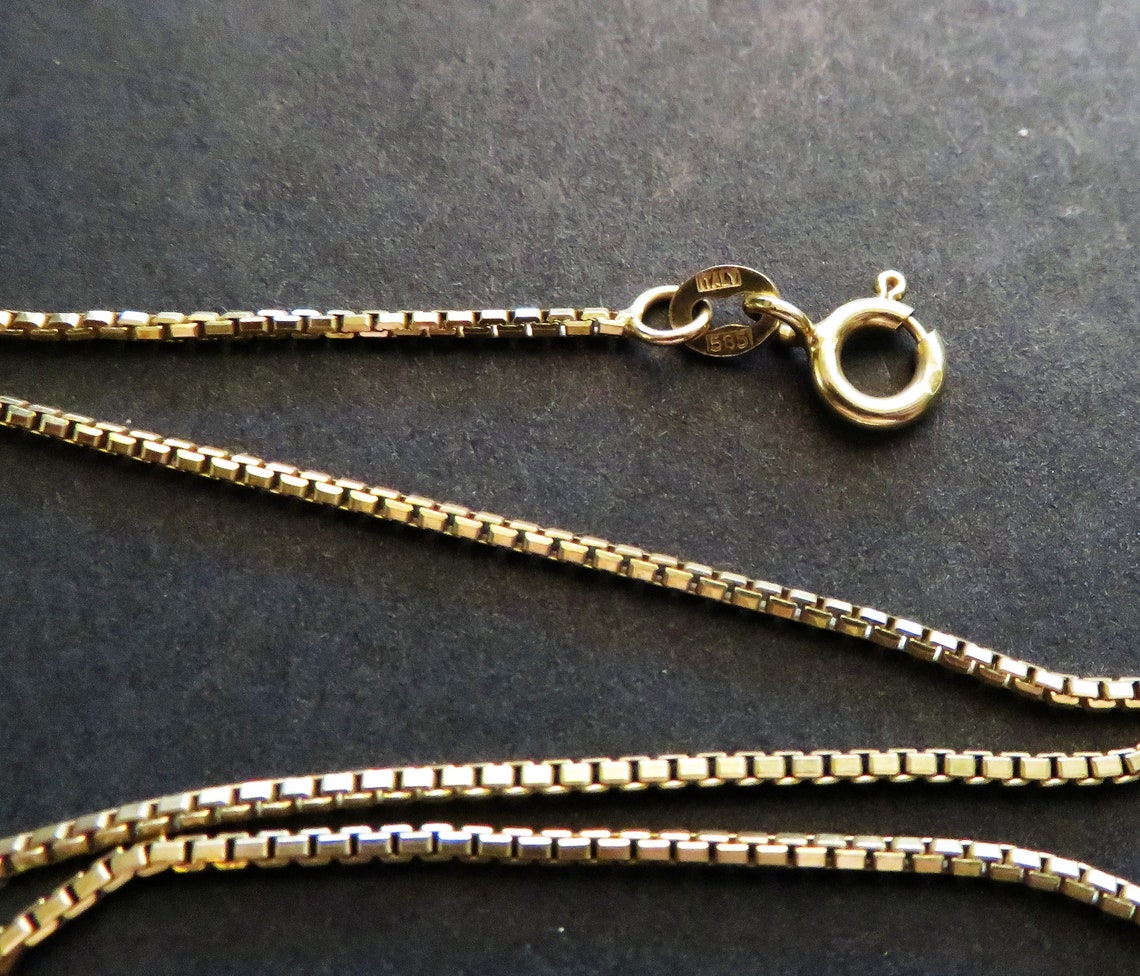 14K Italy Yellow Gold Box Chain Necklace 16 Inches 4.1 Grams - Etsy