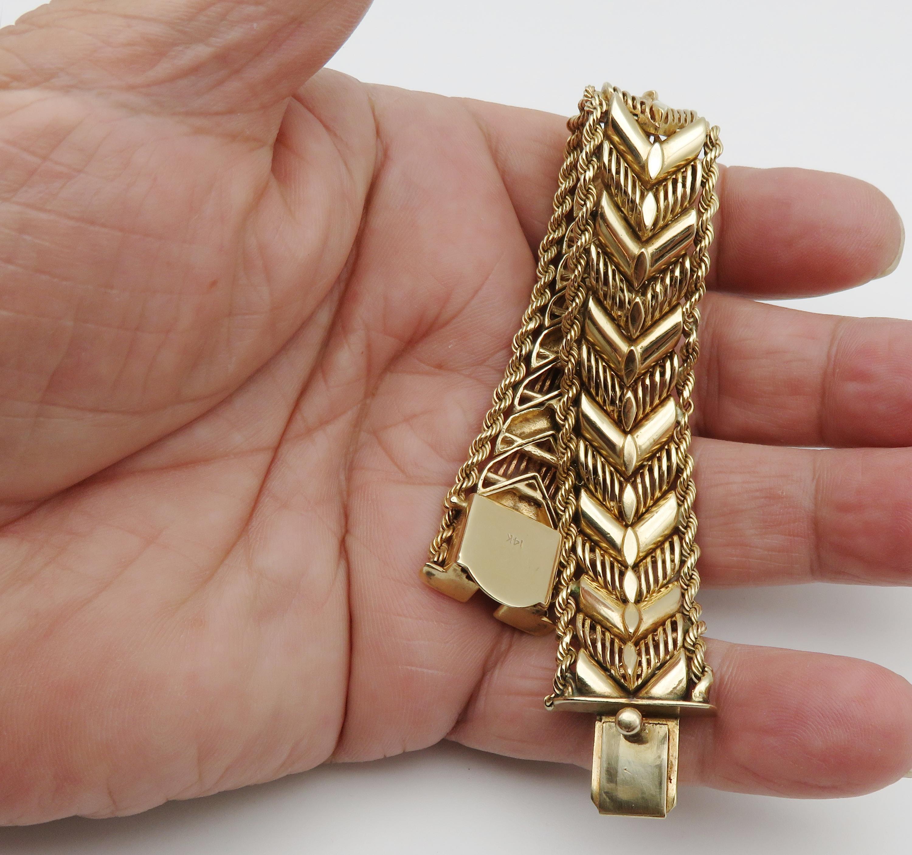 Heavy 14K Solid Yellow Gold Chevron-links Style Chain Bracelet. - Etsy