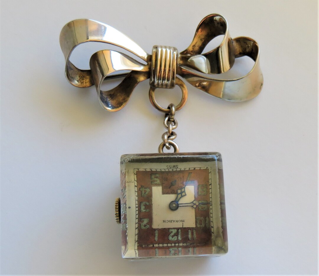 Art Deco Monarch Rose Gold Filled Watch Bow Brooch - Etsy