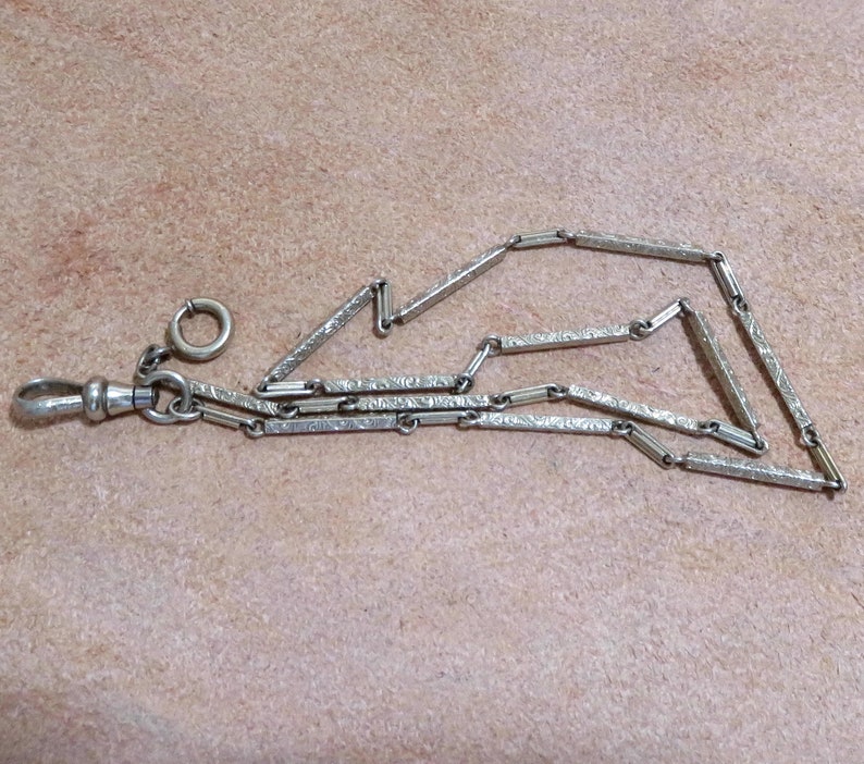 Victorian White Gold Filled Pocket Watch Chain 14 Inches - Etsy