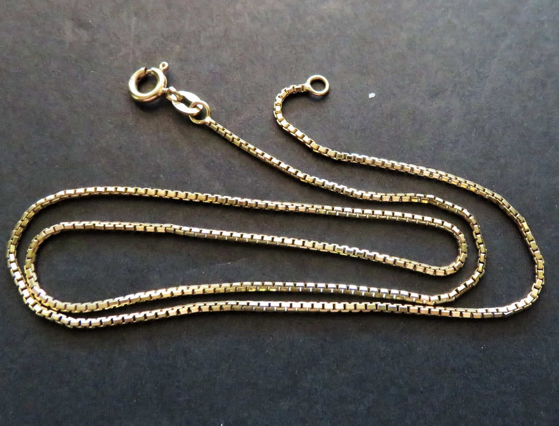14K Italy Yellow Gold Box Chain Necklace 16 Inches 4.1 Grams - Etsy