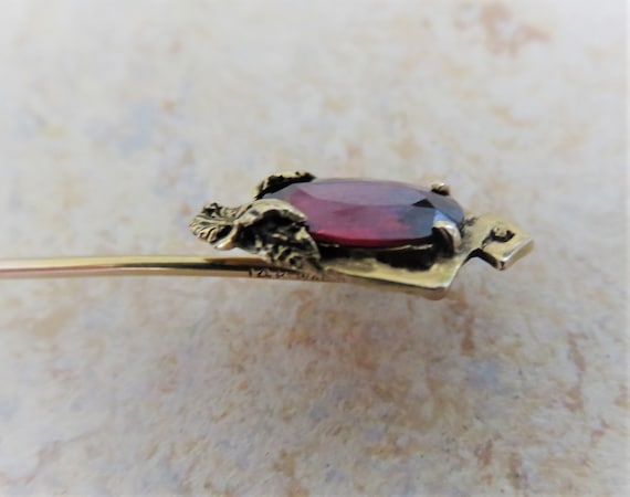 Art Nouveau 14K Solid Gold Garnet Hair Pin By Walton … - Gem