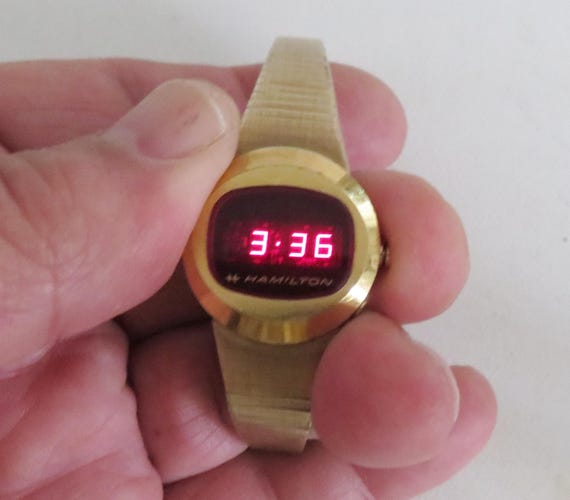1970s Hamilton RED, LED Ladies Watch With Day and Dat… - Gem