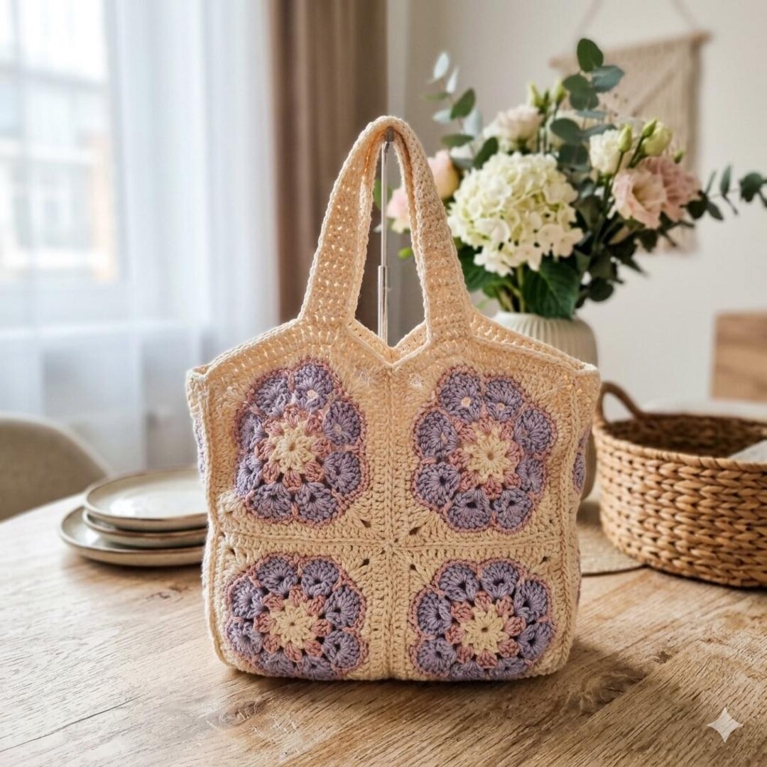 Crochet Bag Pattern PDF | Granny Square Tote Bag Tutorial in French ...