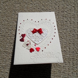 Anniversary 3D Handmade Greeting Card With Heart Cutout and Embossed ...