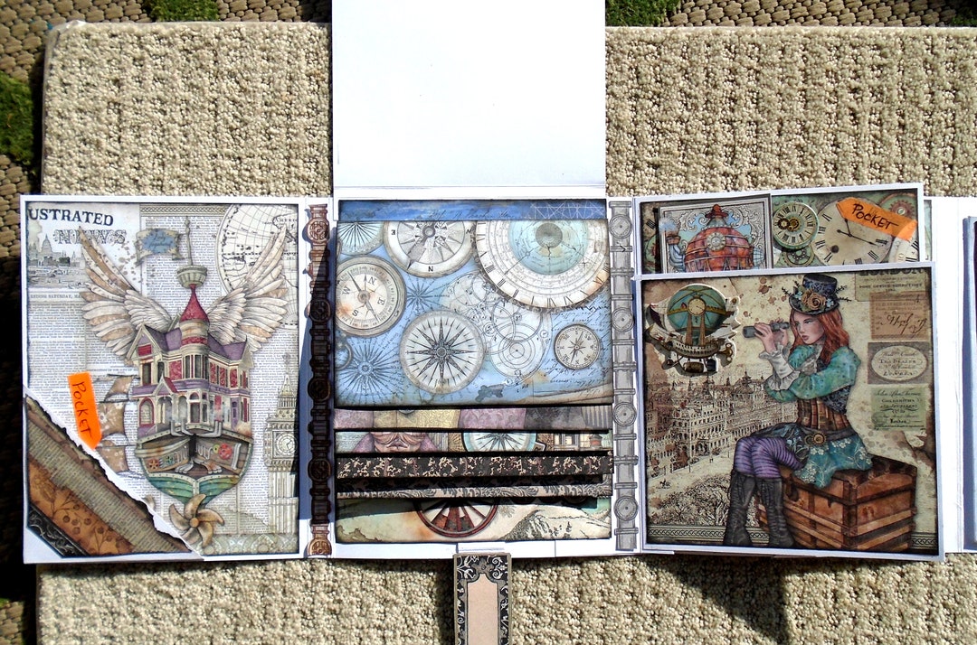 Photoplay Folio Mini Album With Flips, Pockets, Folds, and Steampunk 3D ...