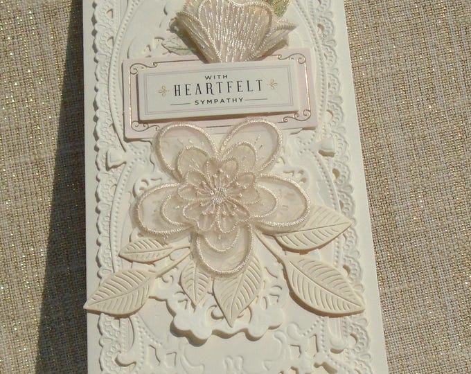 Sympathy Greeting Card With Die Cuts and Fabric Flowers - Etsy