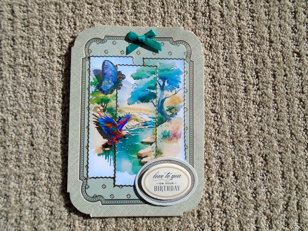 Masculine 3d Handmade Greeting Card With Digital Artwork - Etsy