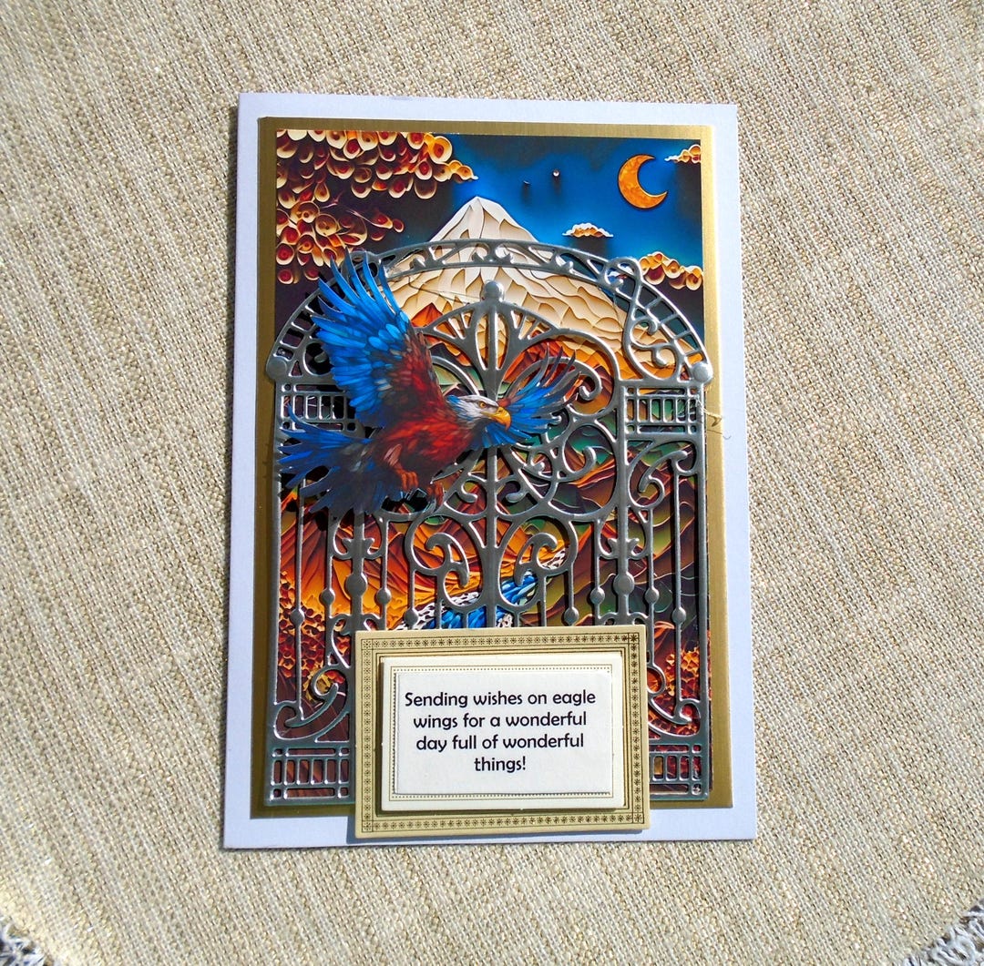 3D Birthday Masculine Eagle Themed Handmade Greeting Card With Digital ...