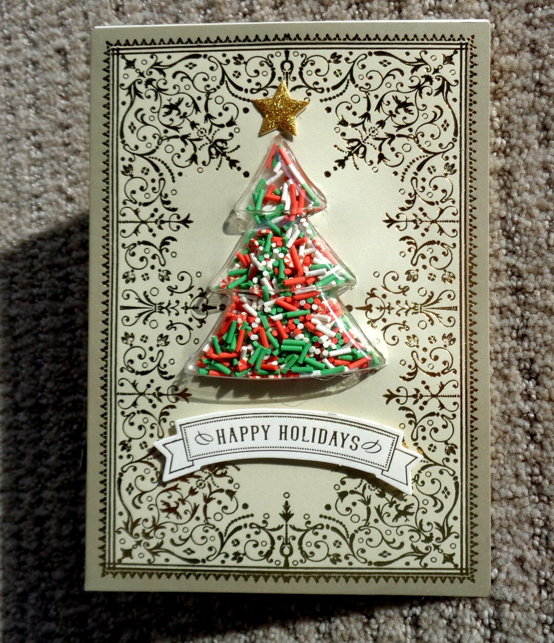 Christmas Shaker Handmade Greeting Card With 3D Elements and a Shaped ...