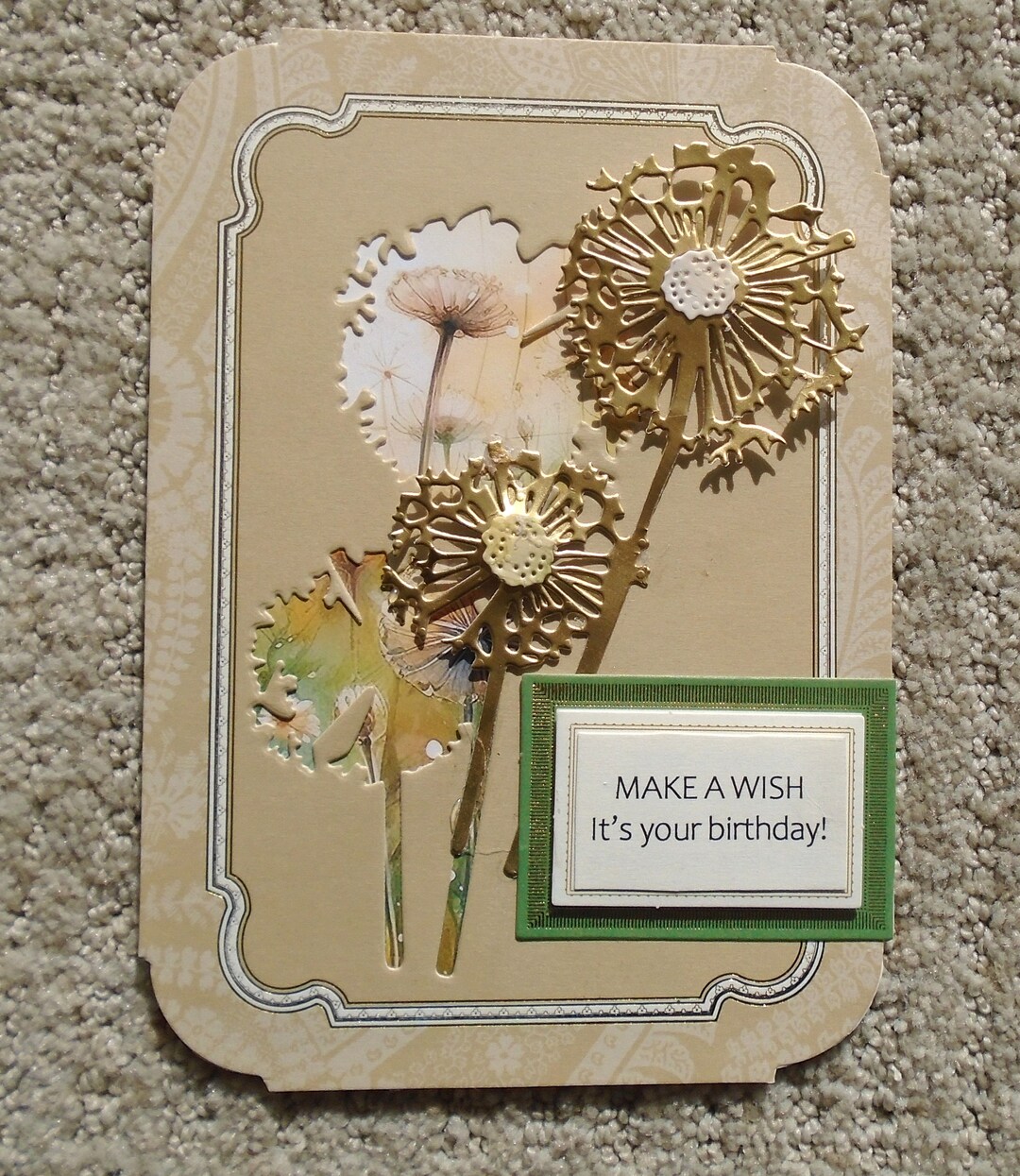 Birthday Handmade 3D Greeting Card With Dandelion Cut Out and Die Cuts ...