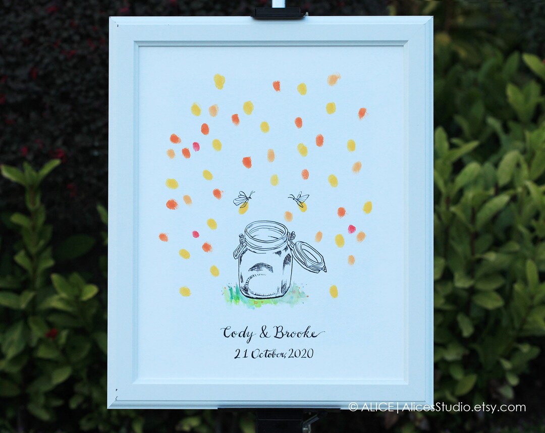 Custom Hand Drawn Wedding Guest Book Alternative - Mason Jar With ...