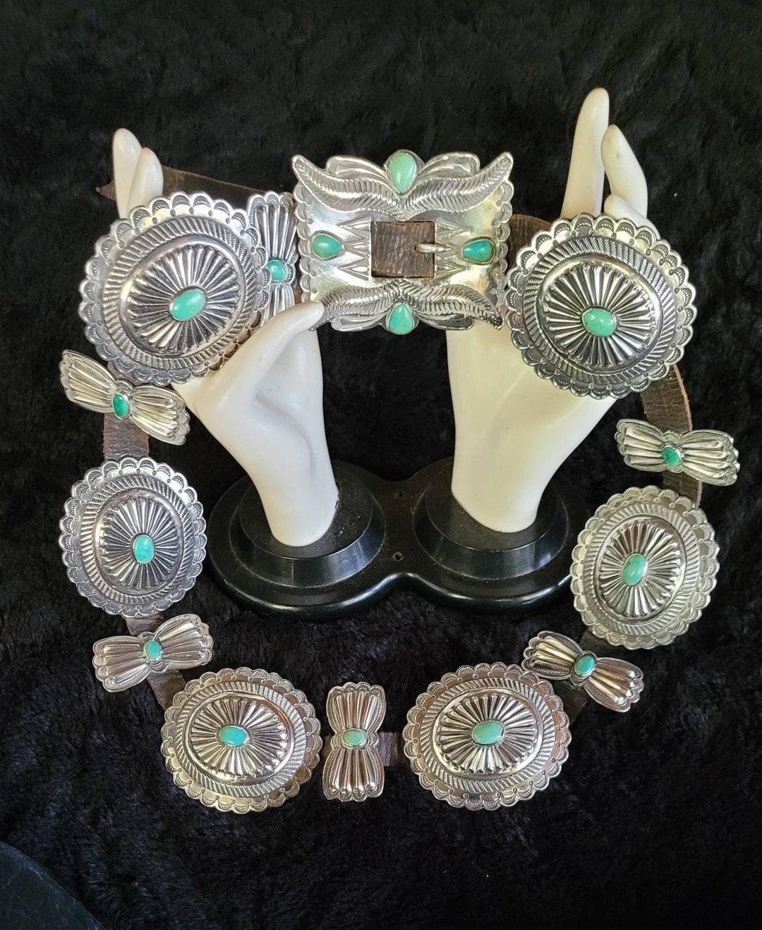 Hosteen Goodluck Silver Turquoise Belt Concho Butterfly 1930s Navajo ...