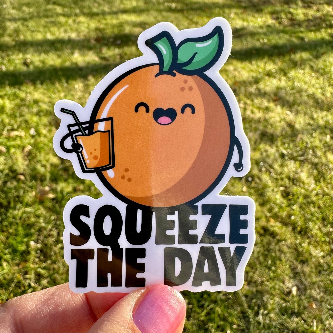 Squeeze the Day Cute Orange Sticker - Etsy