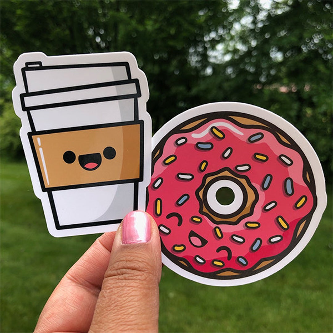 Coffee and Donut Stickers Two Pack - Etsy
