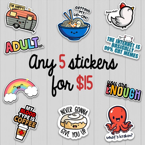Pick Any 5 Stickers - Etsy UK