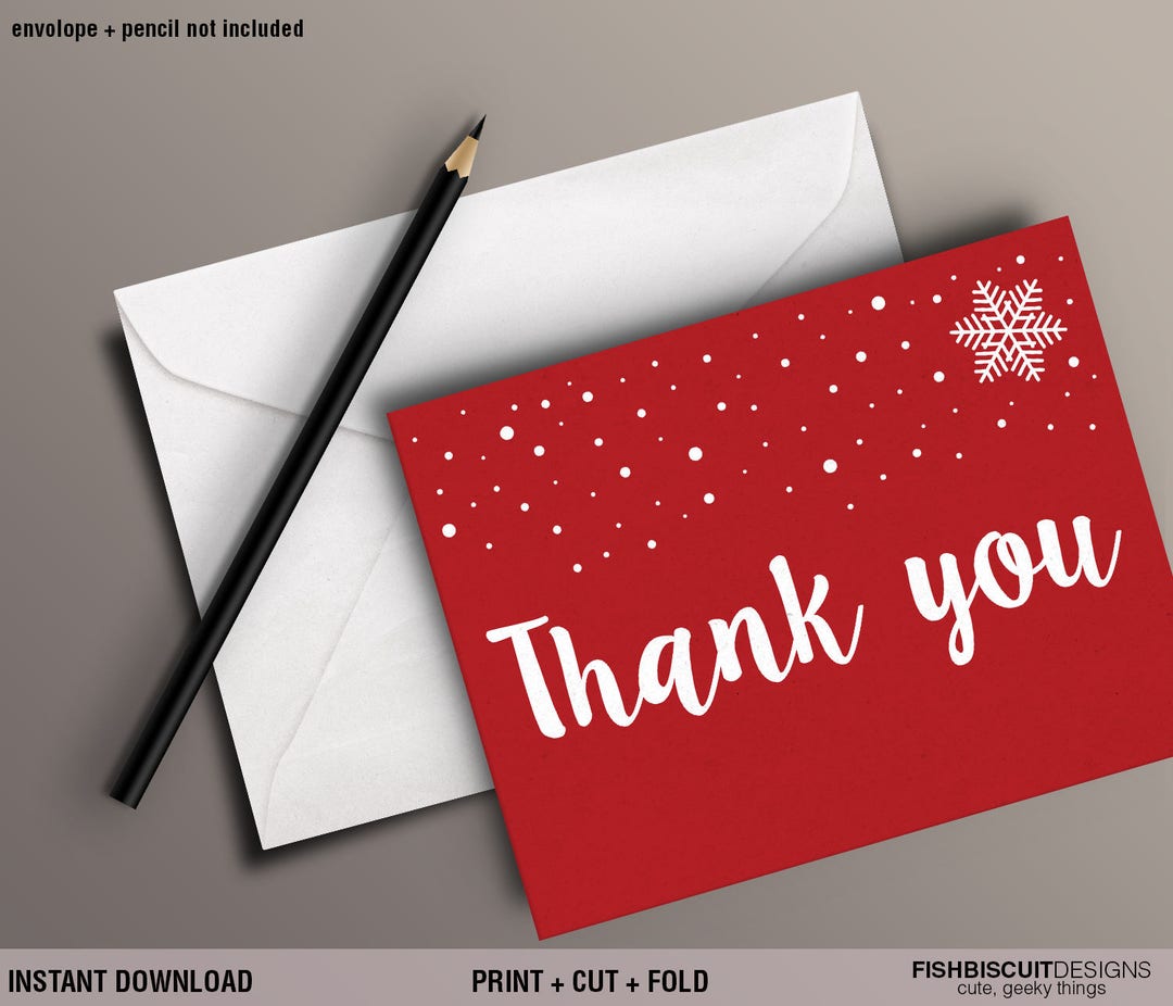 Printable Christmas Thank You Cards, INSTANT DOWNLOAD Cards, Holiday ...