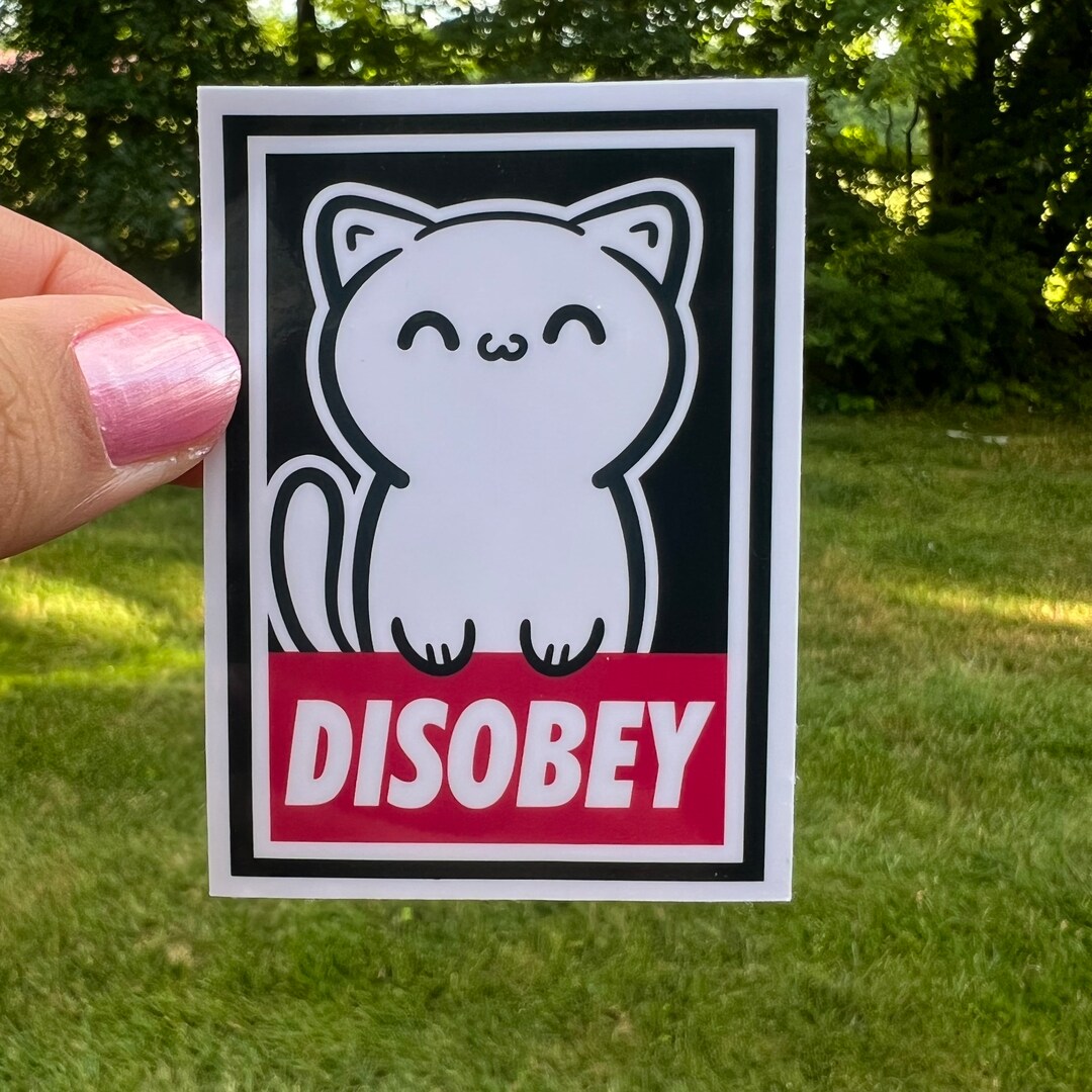 Disobey Cat Sticker - Etsy