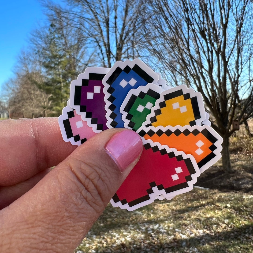 Mini Stickers Set of 7 8-bit Pixel Heart Stickers - Etsy