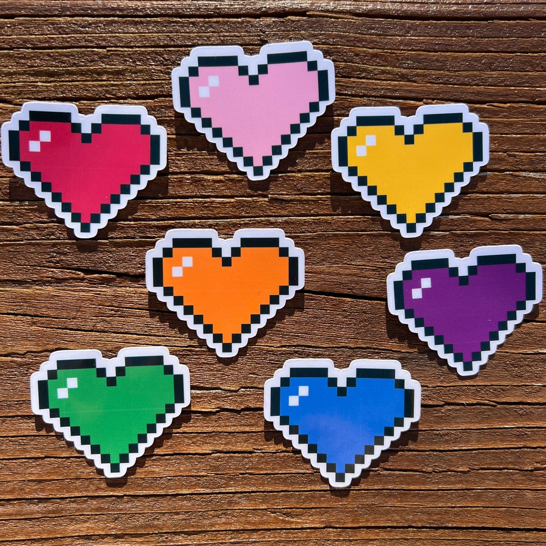 8-bit Pixel Heart Stickers - Etsy