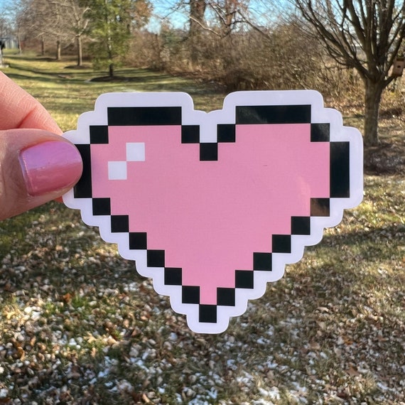 Stickers Mini Stickers Set of 7 8-Bit Pixel Heart Stickers Stickers ...