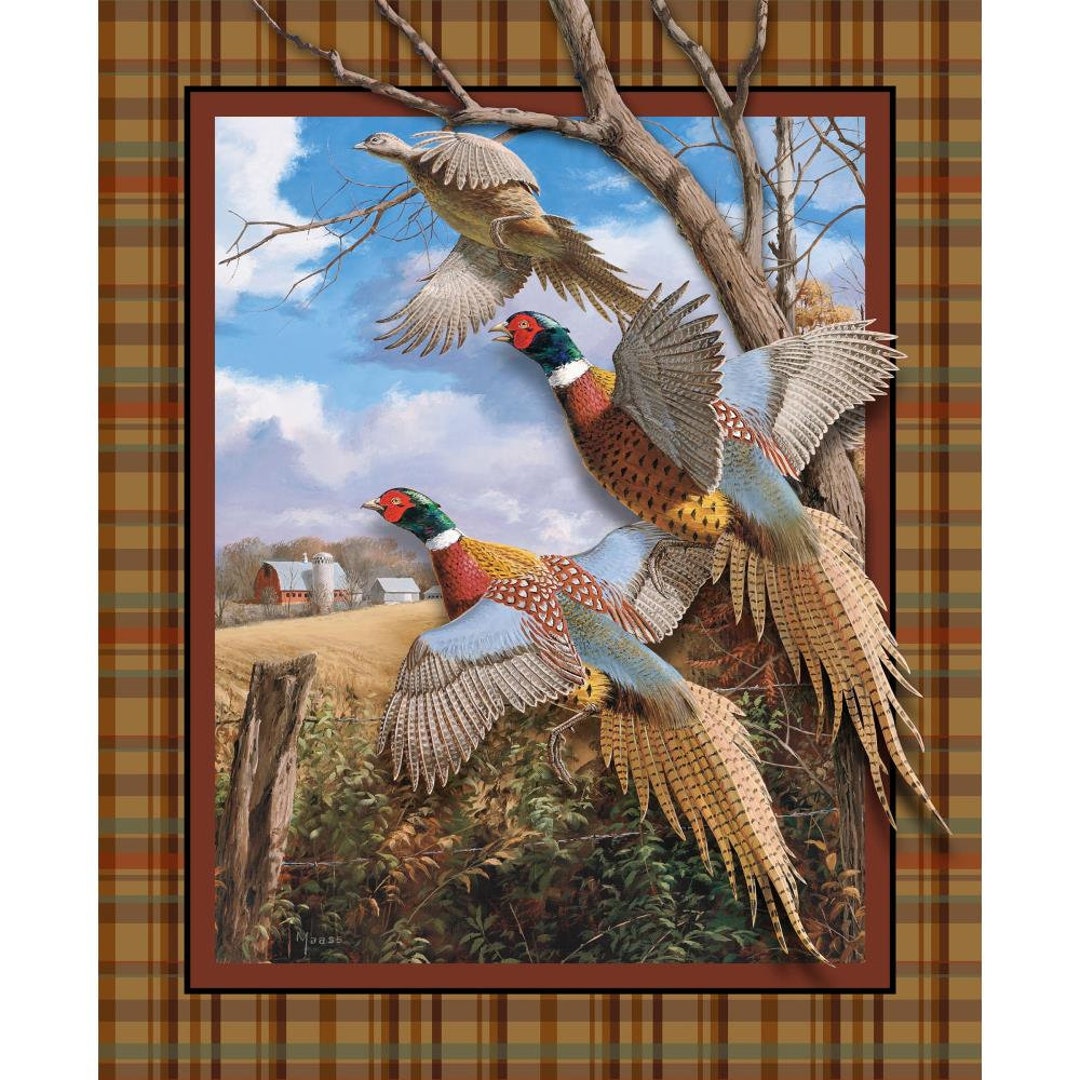 Pheasant Cotton Fabric by the Yard | Fall Scenic Quilting Cotton ...