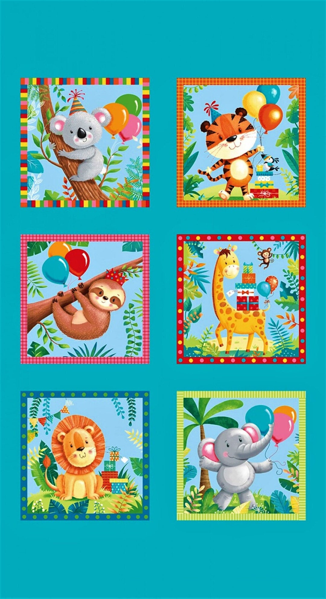 Jungle Animal Fabric Panel, 100% Cotton Baby Quilt Fabric – Kids ...