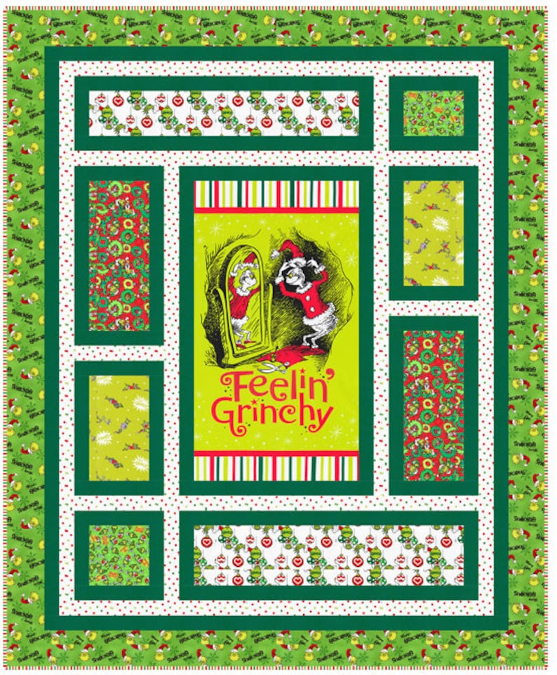 Grinch Fabric Quilt Kit | FREE PATTERN | Holiday Quilt Kit for ...